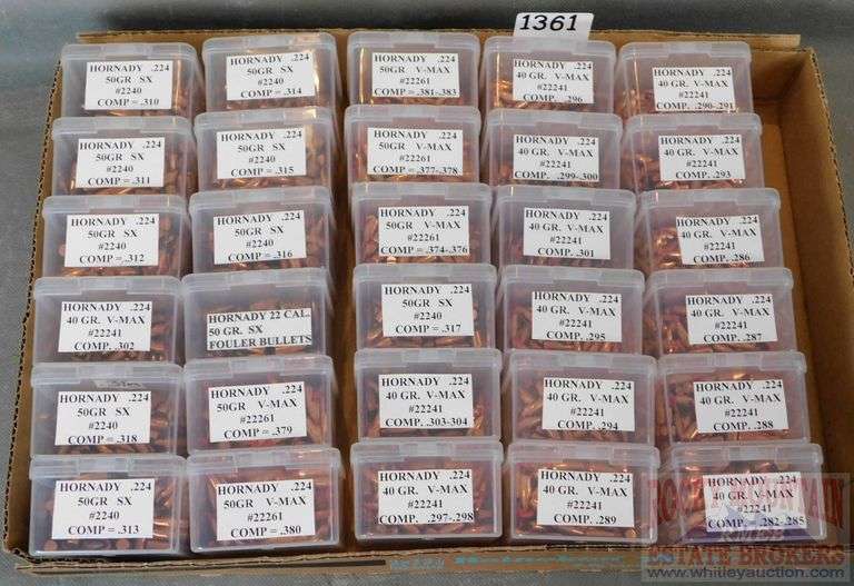 30 Small Clear Plastic Containers W/ Lots Of Asst. Hornady 22 Cal ...