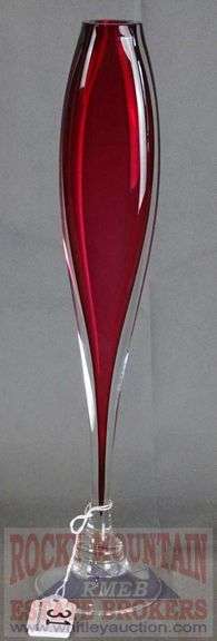 Tom Anderson Hand Blown Artist Signed Studio Art Glass, Fuchsia/Clear ...