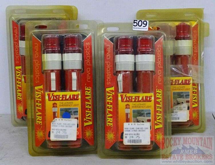 4 Reva Plastics Brand Visi-Flare 15 Hr Red Strobe Road Flare 2-Packs ...