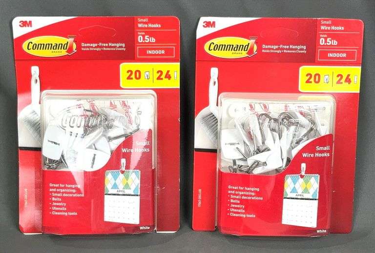 2 New Packs of 20 Command Strip Small Wire Hooks. These won't damage ...