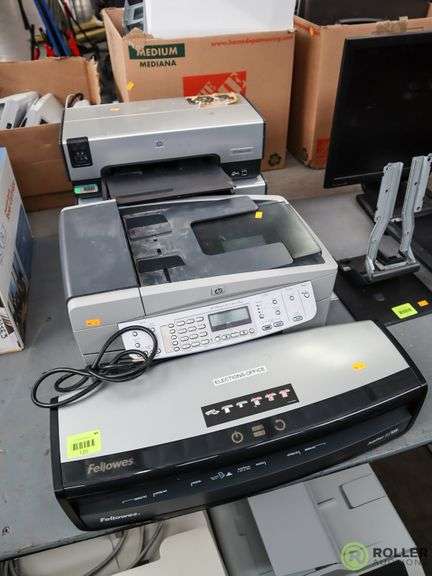 (3) Hp Printers and Fellowes Jupiter 2 Scanner - Roller Auctions