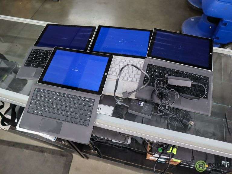 (4) Windows Surface Tablets with Keyboards and Chargers, 256GB ...