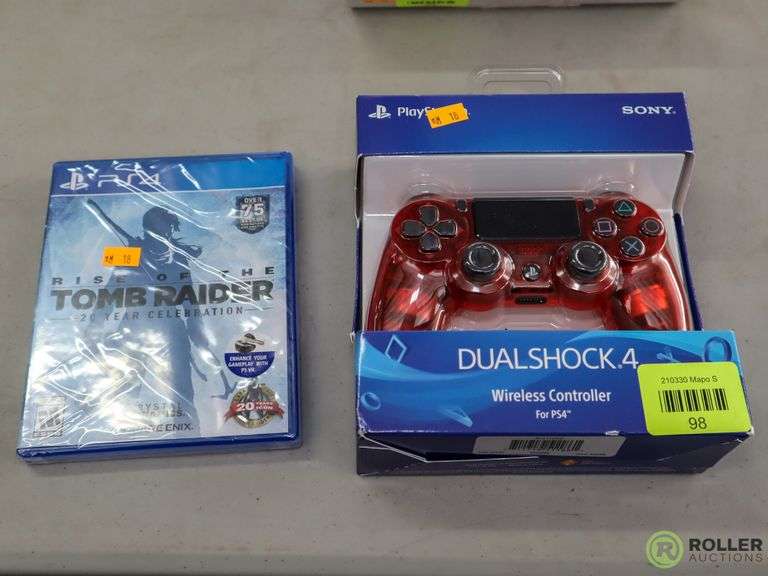 Sony PS4 Dual Shock 4 Wireless Controller and Tomb Raider Game - Roller ...