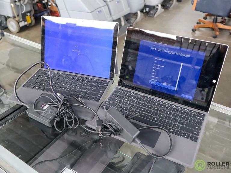(2) Windows Surface Tablets with Keyboards and Chargers, 256GB ...