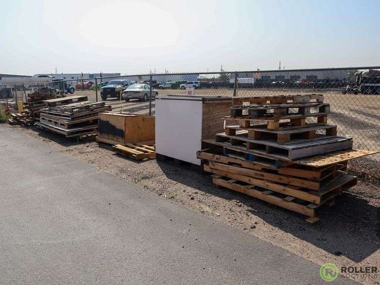 (4) Stacks of Pallets and (2) Wood Crates - Roller Auctions