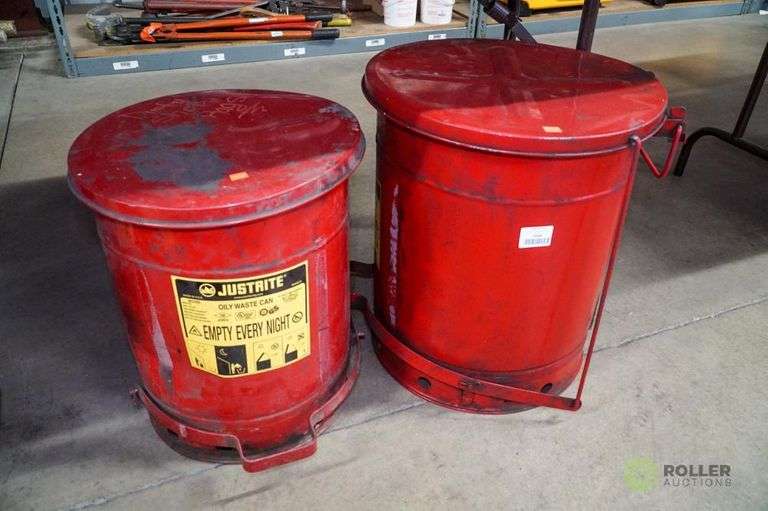 (2) Justrite Oil Waste Cans - Roller Auctions