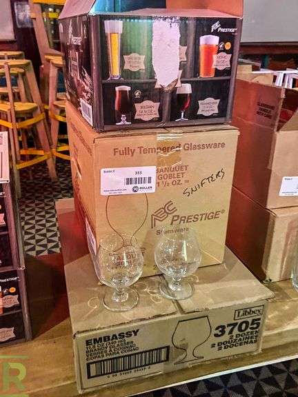 (3) Boxes of Assorted Snifter and Cognac Glasses - Roller Auctions