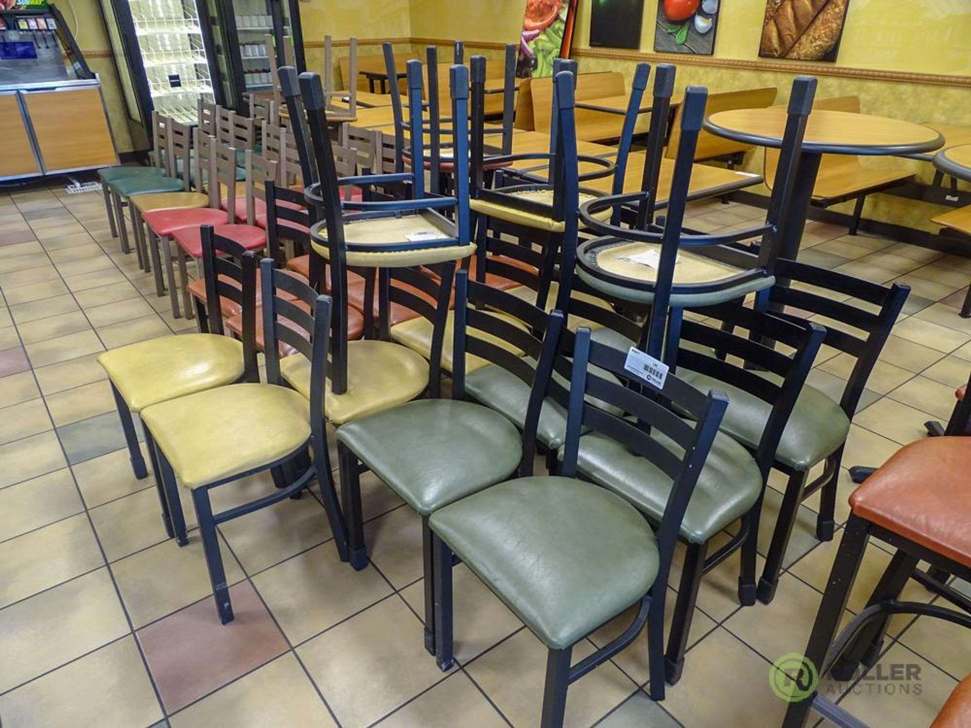 21 Plymold Metal Cushioned Ladder Back Dining Chairs Roller Auctions
