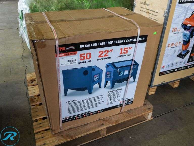 New TMG Industrial TMG-ABC50 5000 Tabletop Sandblaster Cabinet - Roller ...