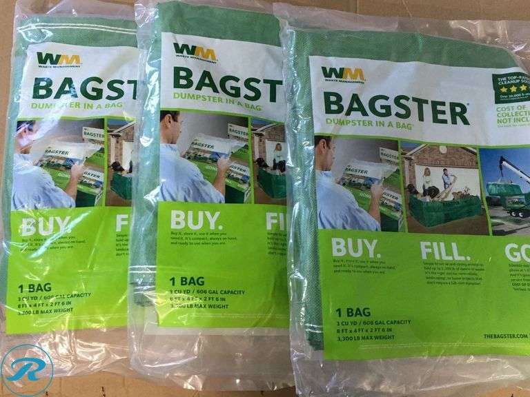 (3) New- Waste Management Bagster 606-Gallons Green Outdoor ...