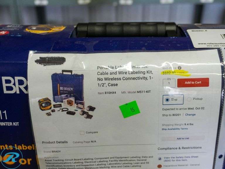 Brady M511-KIT Portable Label Printer Kit - Roller Auctions