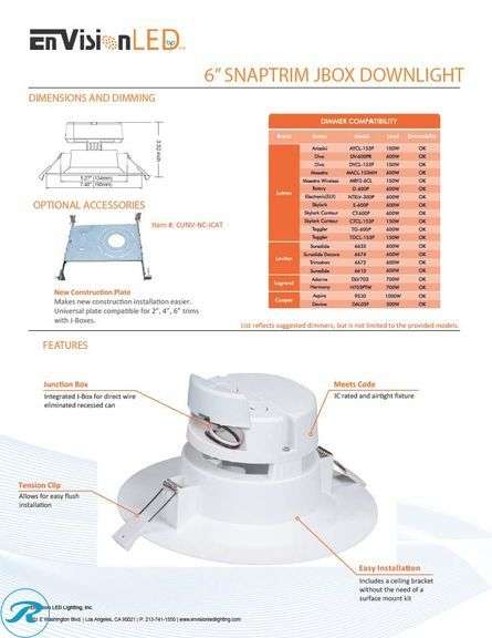 Envision Lighting 6" LED Snaptrim & Lithonia Lighting 6" Wafer Light ...
