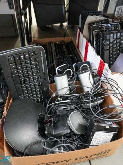 (4) Boxes of Computer Peripherals, Cords and Cables - Roller Auctions