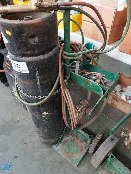Oxy / Acetylene Cart With Acetylene Tank, Harris Regulators and Handle ...