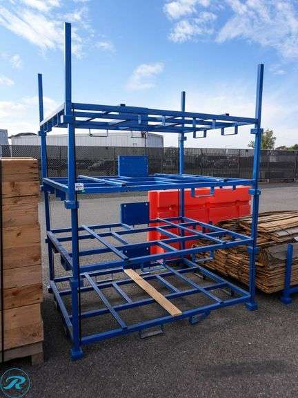 (4) Metal Stacking Racks With Fork Pockets - Roller Auctions
