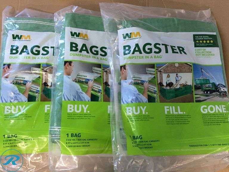 (3) New- Waste Management Bagster 606-Gallons Green Outdoor ...