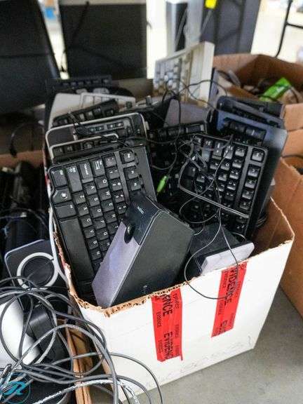 (4) Boxes of Computer Peripherals, Cords and Cables - Roller Auctions