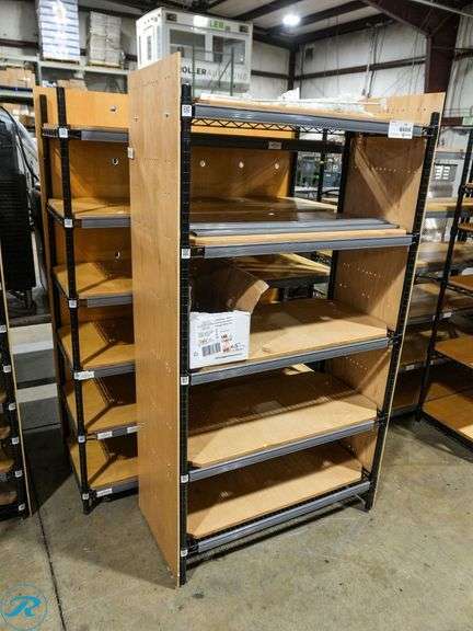 (2) 5-Tier Wire Racks With Wood Shelf Inserts, 36" x 18" and 48" x 18 ...