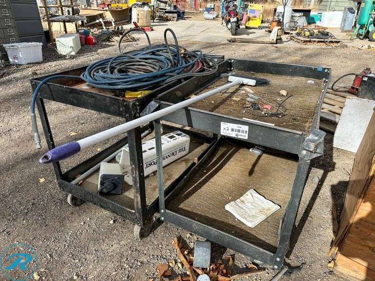 (2) 2-Tier Metal Carts With Cables - Roller Auctions