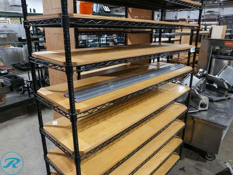 9-Tier Wire Rack With Wood Shelf Inserts, 60" x 18" - Roller Auctions