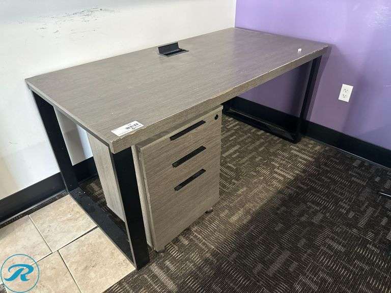 Desk With Modesty Panel and 3-Drawer Mobile File - Roller Auctions