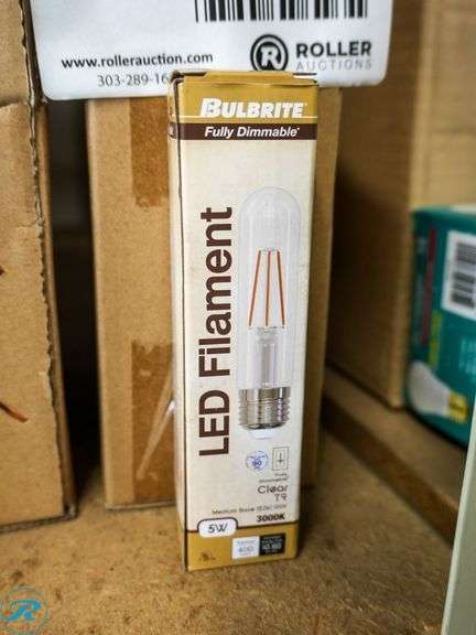 Box of (10) Bulbrite 776892 LED Filament Light Bulb, 5W, Clear Finish - Roller Auctions