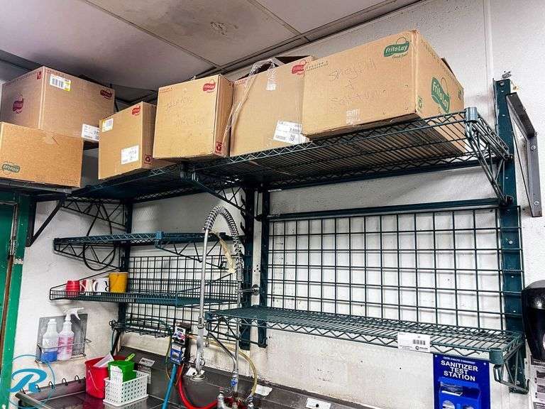 Wall Mount Grid Wire Racking System With Shelves - Roller Auctions
