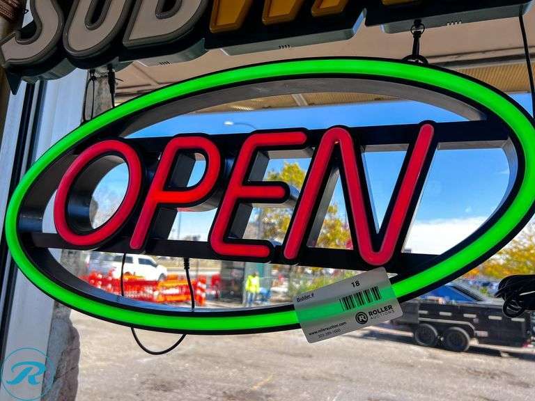 Open Lighted Sign - Roller Auctions