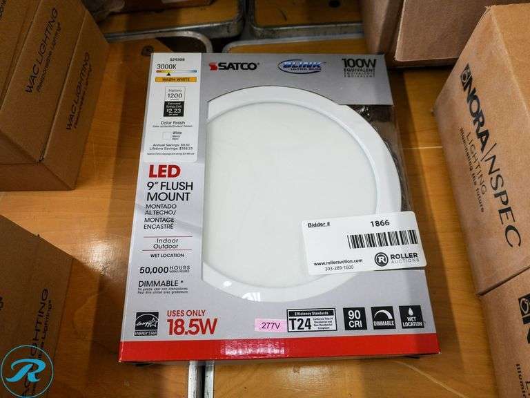 Satco 9" Flush Mount Indoor / Outdoor LED Disc Light - Roller Auctions