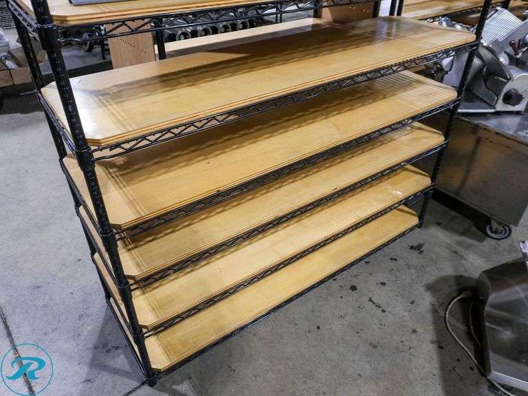 9-Tier Wire Rack With Wood Shelf Inserts, 60" x 18" - Roller Auctions