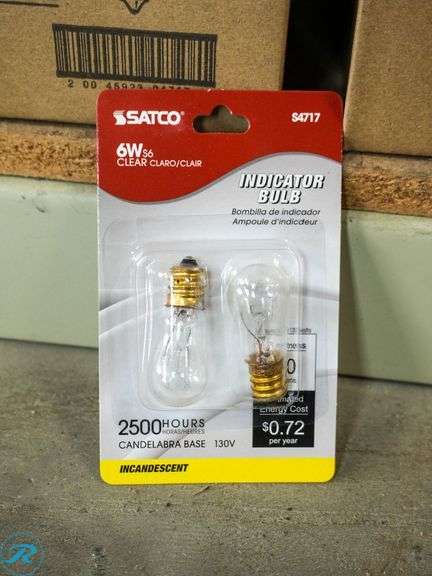 (3) Boxes of (12) Satco S4717 S6 Indicator Bulb, 6W, Candelabra Base ...