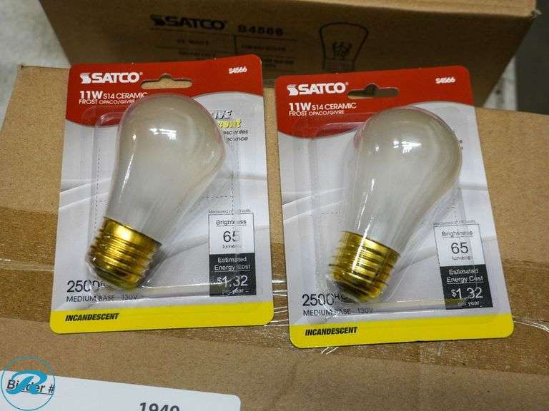 (2) Boxes of (10) Satco S4566 11W S14 Ceramic Bulbs, Frost - Roller ...