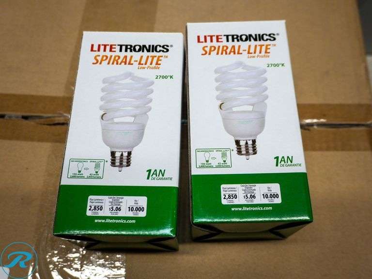 Box of Lite Tronics Spiral Light Bulbs - Roller Auctions