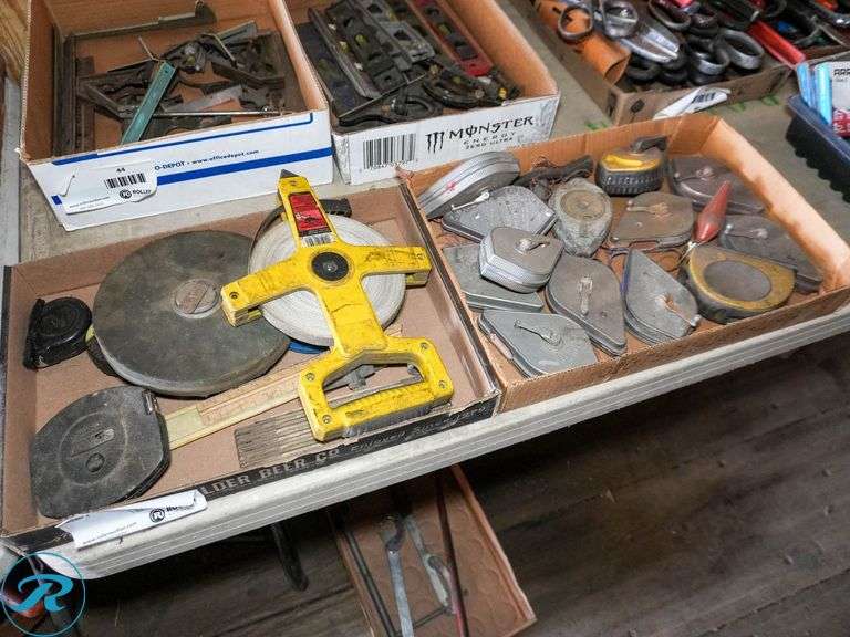 (2) Trays of String Lines and Measuring Tools - Roller Auctions