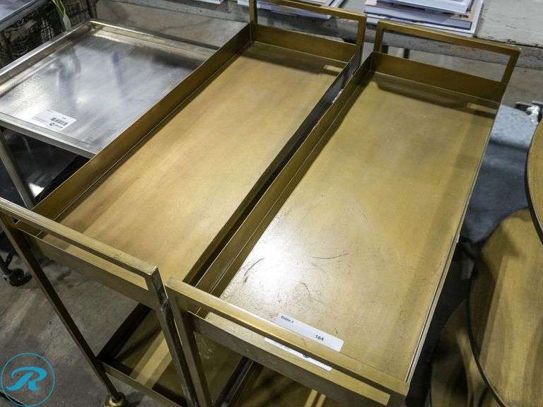 (2) 2-Tier Metal Display Carts, 31" x 12" - Roller Auctions