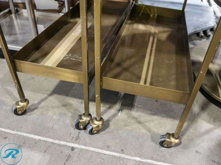 (2) 2-Tier Metal Display Carts, 31" x 12" - Roller Auctions