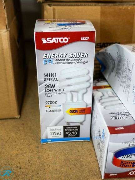 (2) Boxes of (12) Satco S8207 Mini Spiral CFL Light Bulbs, 26W, GU24 ...