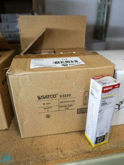 Box of (25) Satco S3250 Tubular Clear Light Bulbs, 25W - Roller Auctions
