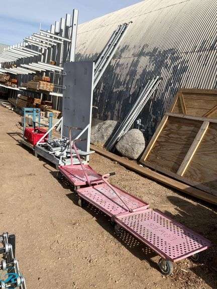 (4) Metal Storage/Transportation Carts (1) Heavy Duty Metal Display ...