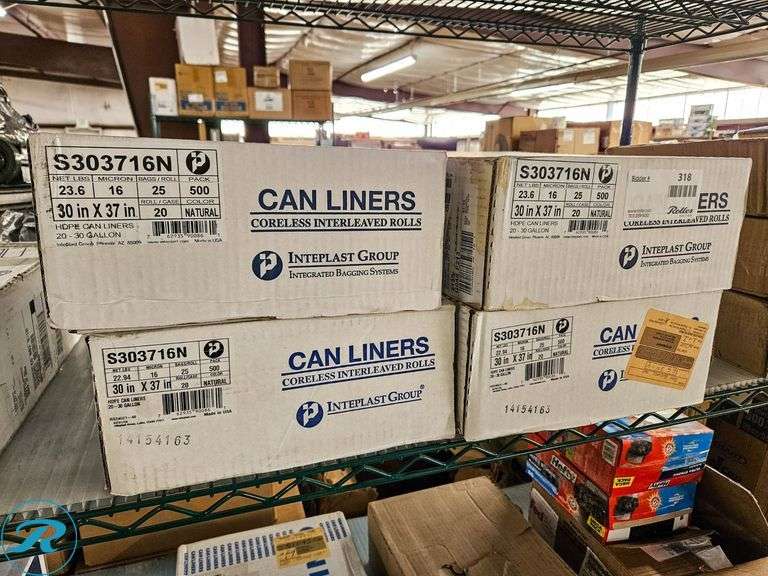 (4) Boxes of Inteplast Group Can Liners, 30" x 37" - Roller Auctions