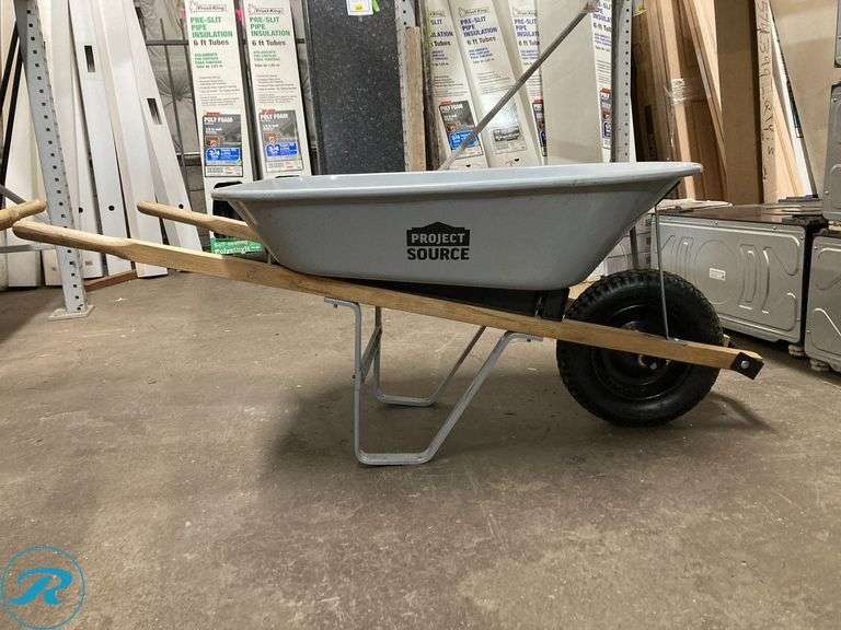 New- Project Source 5.5-cu ft 1 Wheel Steel Push Wheelbarrow - Roller ...