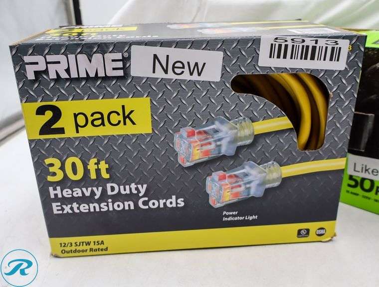 (1) Prime Extension Cord 30ft 2-pk - New; (1) Extreme 50ft Extension ...