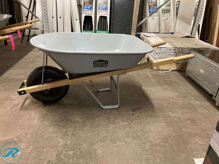 New- Project Source 5.5-cu ft 1 Wheel Steel Push Wheelbarrow - Roller ...