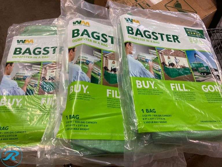 (3) New- Waste Management Bagster 606-Gallons Green Outdoor ...