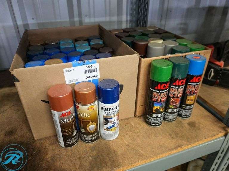 (2) Boxes of Assorted Ace Brand and Rustoleum Spray Paints - Roller ...