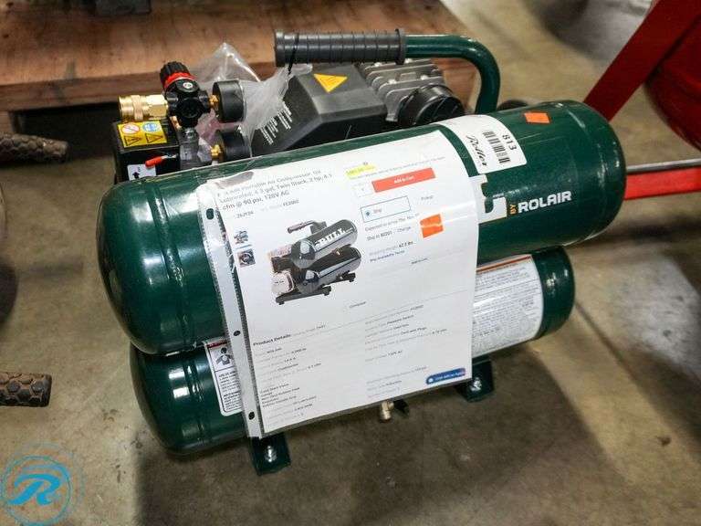 Rolair FC2002 4.3-Gallon Twin Tube Air Compressor, 2Hp, 120V - Roller ...