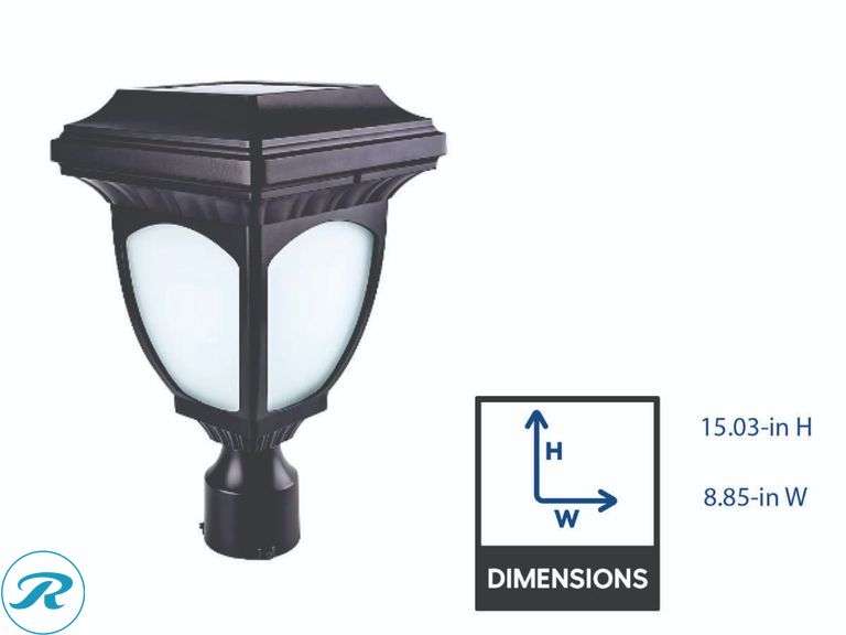 New- allen + roth 15.03-in H Black Solar LED Post Light - Roller Auctions