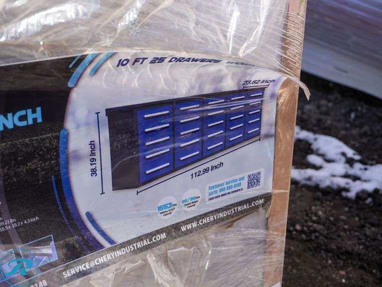 New Chery 25-Drawer Workbench, 10' Long - Roller Auctions