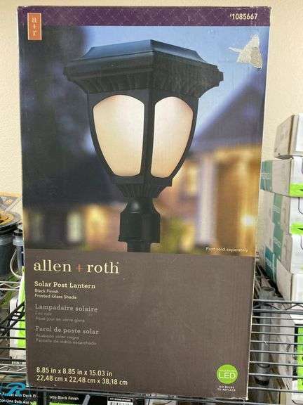 New- allen + roth 15.03-in H Black Solar LED Post Light - Roller Auctions