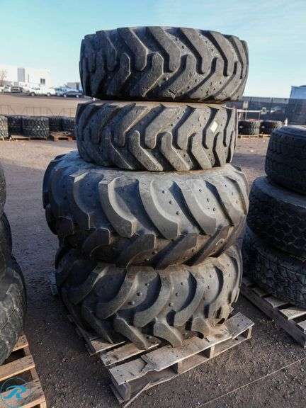 Set Of (4) Loader/Backhoe Tires With Rims (2) 19.5-24, (2) 12.5/80-18 ...